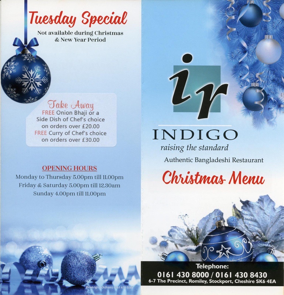 Christmas / New Year | Indigo Indian Restaurant Romiley