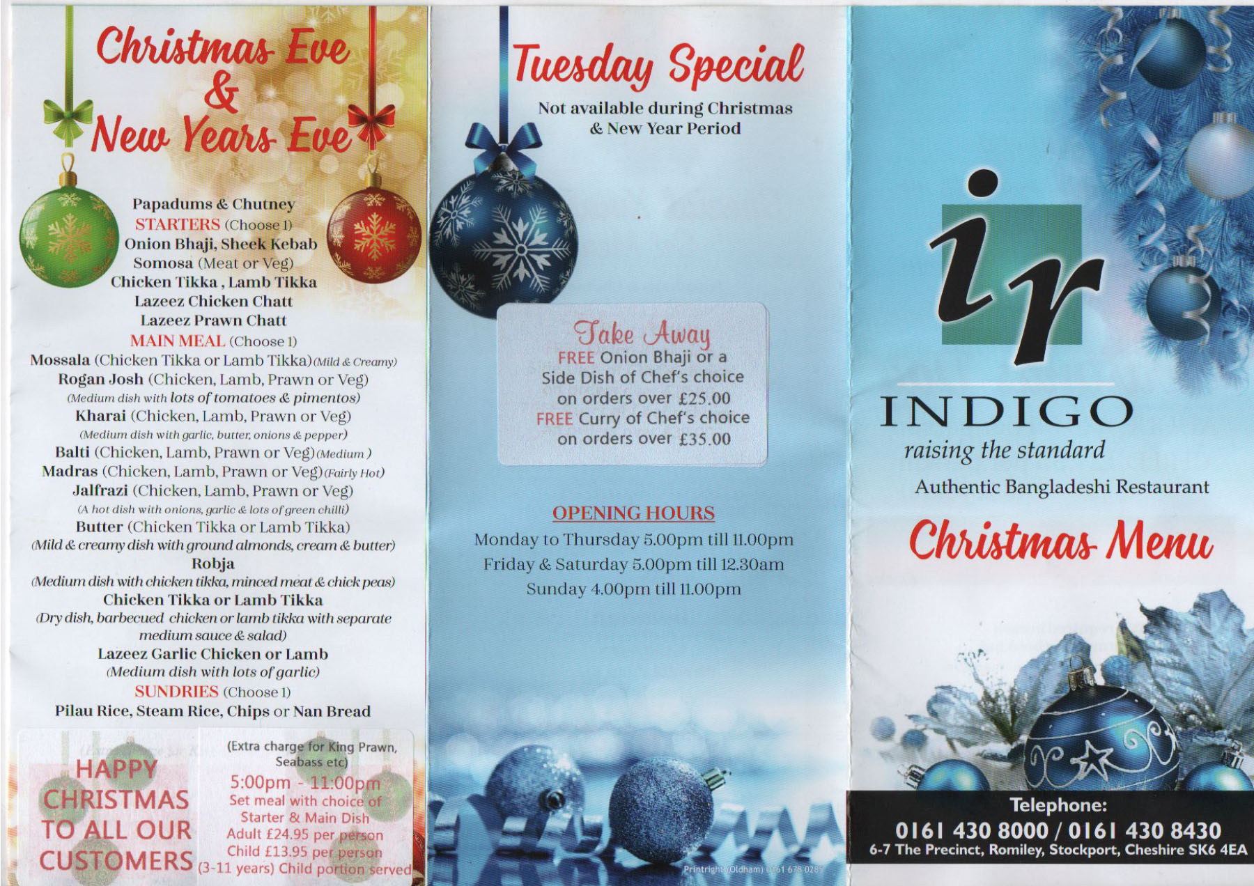 Christmas / New Year | Indigo Indian Restaurant Romiley